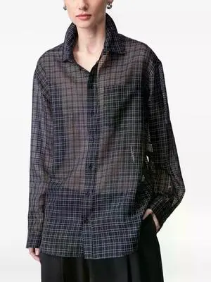 ARTICLE TEN Check-pattern Silk Shirt