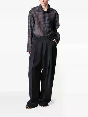 ARTICLE TEN Check-pattern Silk Shirt