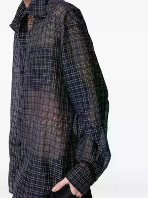 ARTICLE TEN Check-pattern Silk Shirt