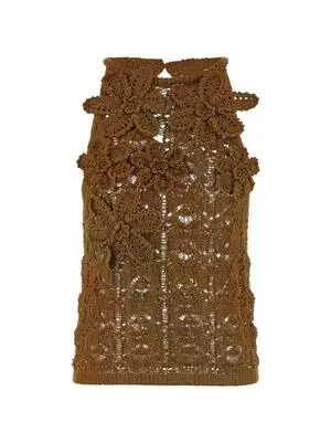 Pinko Floral Crochet Tank - Brown