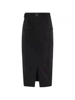 Elisabetta Franchi Midi Skirt With Logo Belt - Black