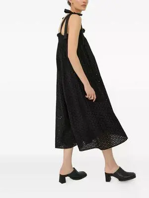 BRUUNS BAZAAR Tie-strap Perforated Midi Dress