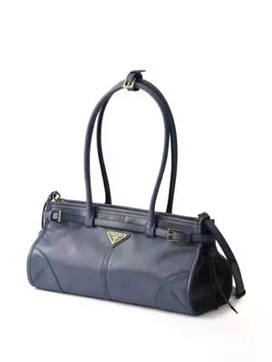Prada Leather Bonnie Medium Tote Bag - Blue