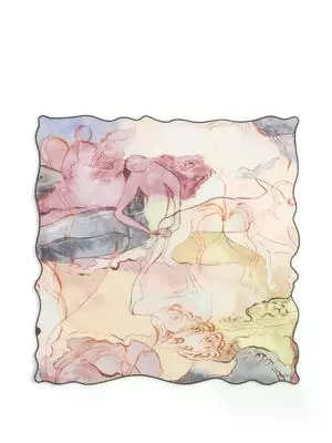 LEMAIRE Watercolour-print Square Scarf Neutrals