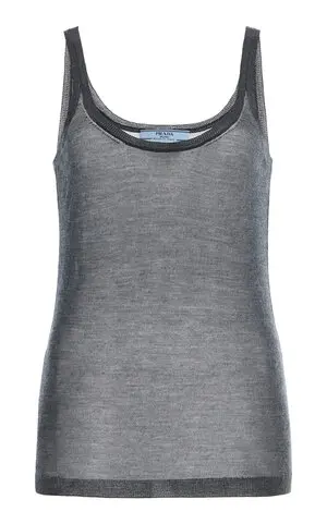 Prada Cashmere-silk Tank Top - Grey