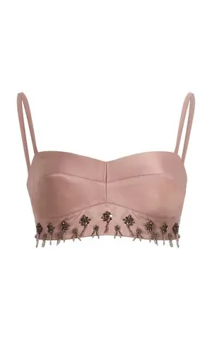 Alexis Mili Beaded Satin Crop Top