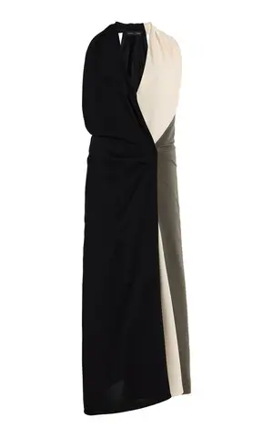 Proenza Schouler Elsa Draped Crepe Midi Dress - Black