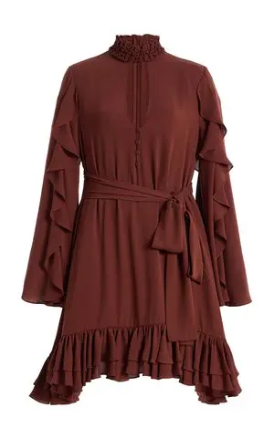 Alexis Crepe Mini Dress - Brown
