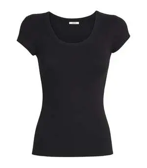 JOSEPH Stretch-cotton Ribbed Top - Black