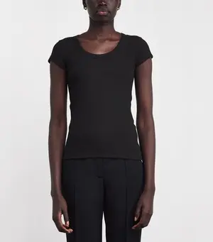 JOSEPH Stretch-cotton Ribbed Top - Black