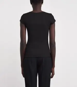 JOSEPH Stretch-cotton Ribbed Top - Black