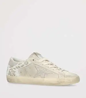 GOLDEN GOOSE Super-star Embellished Suede Sneakers - Beige