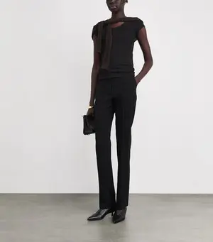 JOSEPH Stretch-cotton Ribbed Top - Black