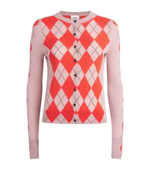 ME+EM Wool-cashmere Argyle Cardigan