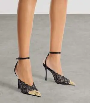 JIMMY CHOO Faiz 100 Lace Pumps - Black