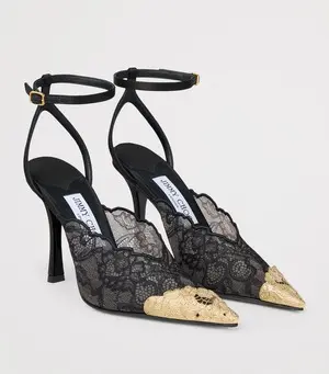 JIMMY CHOO Faiz 100 Lace Pumps - Black