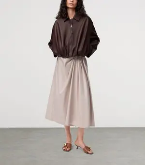 Loewe Cotton-silk Draped Midi Skirt