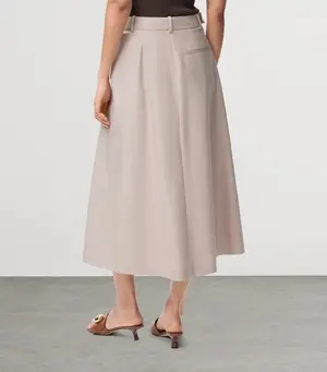 Loewe Cotton-silk Draped Midi Skirt