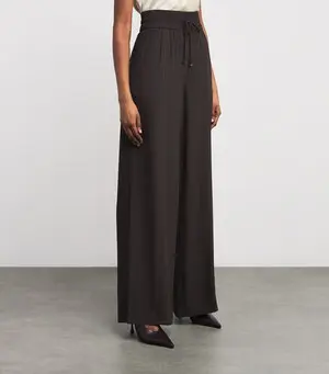 JOSEPH Crepe Dee Wide-leg Trousers - Brown