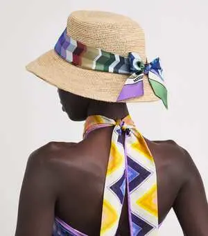 Missoni Straw Hat With Zigzag Scarf