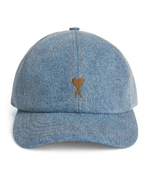 Ami Denim Baseball Cap With Embroidered Logo - Blue
