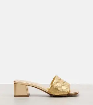 Bottega Veneta Parco Intrecciato Metallic Leather Mules