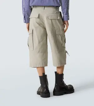 Balenciaga Cropped Cotton Cargo Pants - Beige