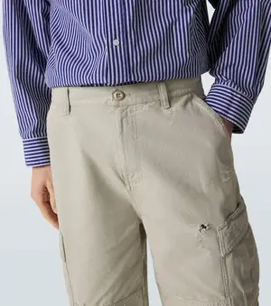 Balenciaga Cropped Cotton Cargo Pants - Beige