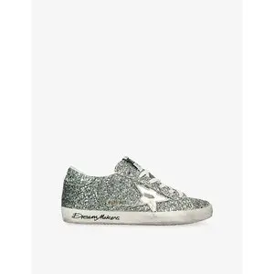 GOLDEN GOOSE Super-star Glitter-embellished Low-top Sneakers - Silver