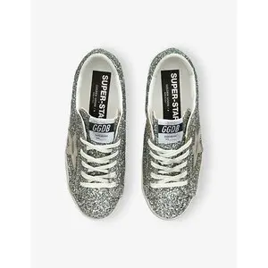 GOLDEN GOOSE Super-star Glitter-embellished Low-top Sneakers - Silver