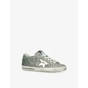 GOLDEN GOOSE Super-star Glitter-embellished Low-top Sneakers - Silver
