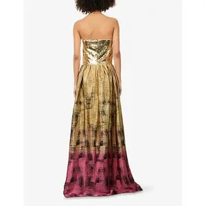 DIMA AYAD Woven Strapless Maxi Dress