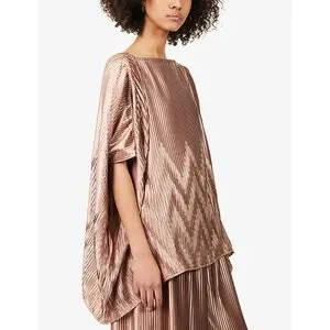 DIMA AYAD Chevron Pleated Woven Top