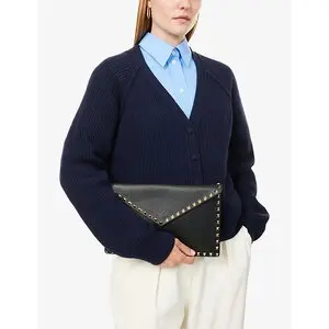 Valentino Garavani Rockstud Leather Clutch - Nero