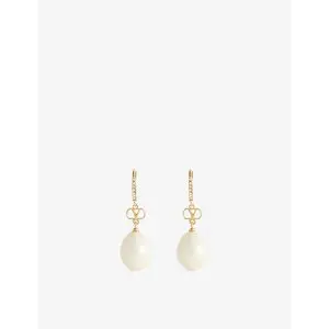 Valentino Garavani Vlogo Signature Gold-plated, Swarovski Pearl And Crystal Earrings - Oro/cream/crystal
