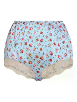 Dolce & Gabbana Floral-print Lace Briefs - Blue
