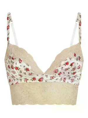 Dolce & Gabbana Floral-print Lace Bra - Neutrals
