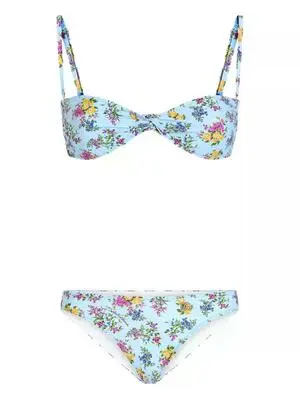 Dolce & Gabbana Floral-print Twist Bikini - Blue
