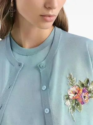 Dolce & Gabbana Floral-appliqué Cardigan - Blue