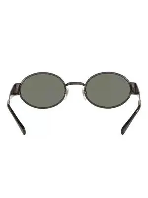 Gucci Gg-pattern Oval-frame Sunglasses - Grey
