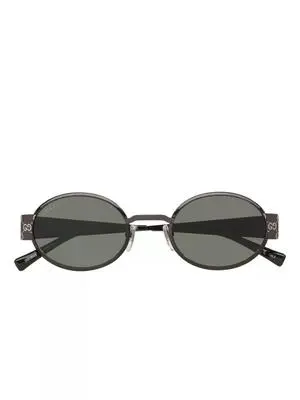 Gucci Gg-pattern Oval-frame Sunglasses - Grey