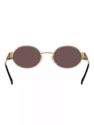 Gucci Gg-logo Oval-frame Sunglasses - Gold