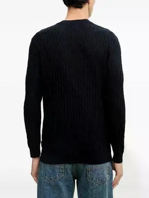 Armani Exchange Patterned Crew Neck Sweater - Blue