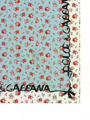 Dolce & Gabbana Floral-print Logo Scarf - Blue