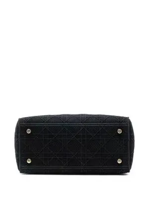 Dior 2019 Medium Canvas Cannage Lady D-lite Satchel - Black