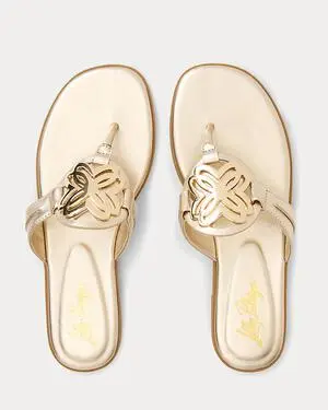 LILLY PULITZER Logo Medallion Sandal - Gold Metallic