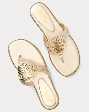 LILLY PULITZER Logo Medallion Sandal - Gold Metallic