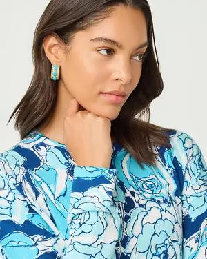 LILLY PULITZER Sunshine Grove Hoop Earrings - Turquoise Tide