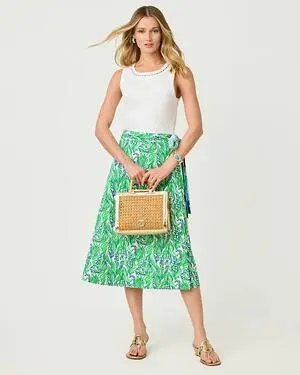 LILLY PULITZER Constance Reversible Midi Wrap Skirt - Putting Green Lilly Of The Valley