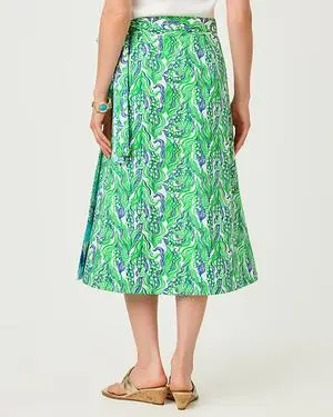 LILLY PULITZER Constance Reversible Midi Wrap Skirt - Putting Green Lilly Of The Valley